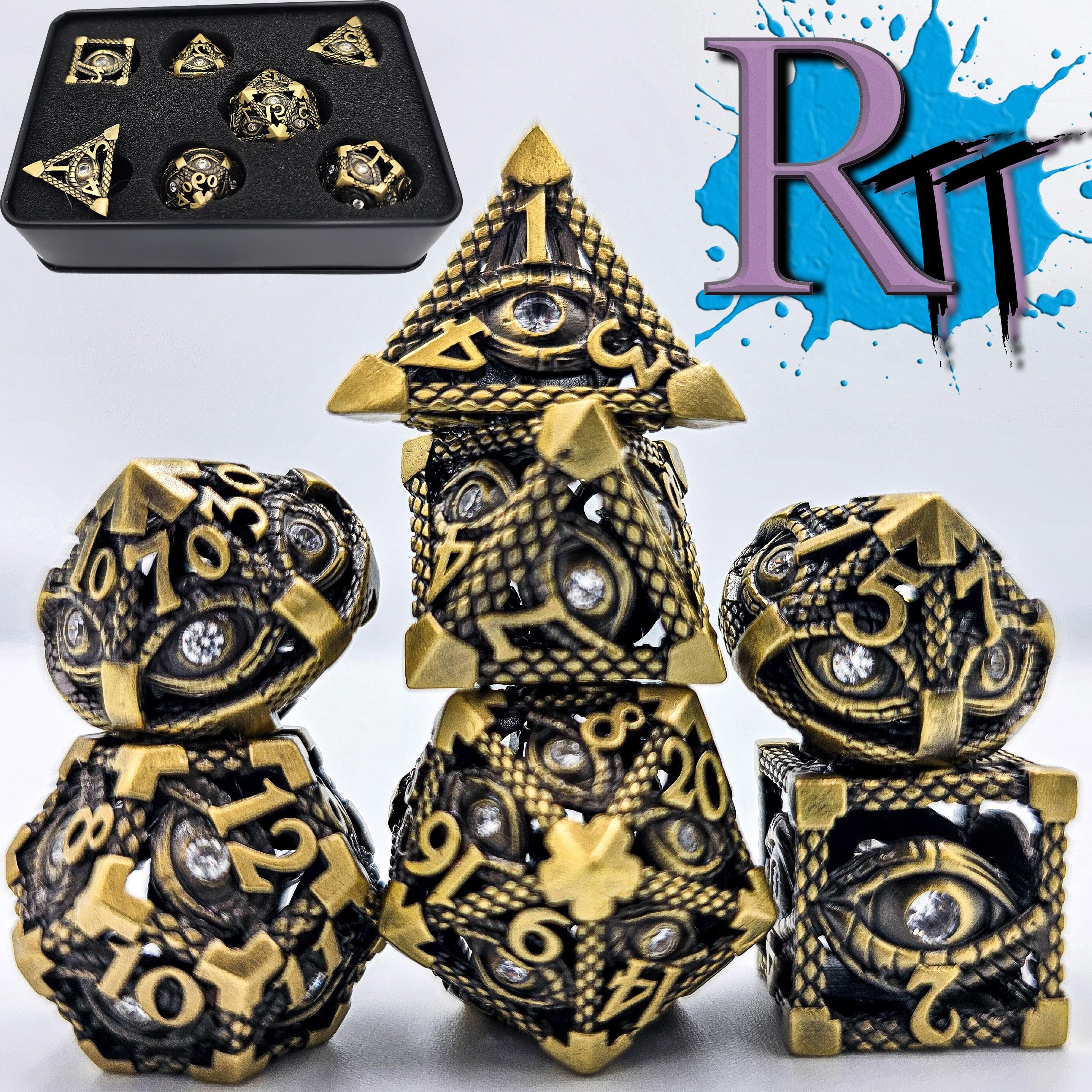 Ancient Gold Hollow Metal Illuminati Dice – Ryanz Treasure Trove